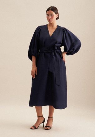 Seidensticker Sommerkleid Schwarze Rose 3/4 V-Neck Uni