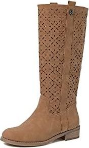 Queen Helena Bottes perfor&eacute;es simples classiques &agrave; talons bas femmes X28-106, marron, 38 EU