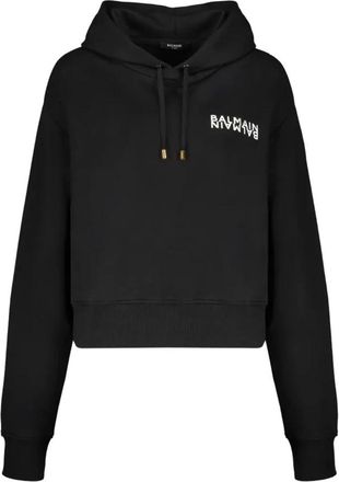 Balmain Femme, Sweatshirts et sweats &agrave; capuche, Noir, Taille: 42 FR Logo Sweat &agrave; capuche