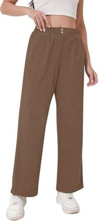 Generico Pantalon de sport pour femme, taille haute, pantalon long, jambe large, pantalon de sport, combinaison avec poches d&eacute;contract&eacute;es, confortable athl&eacute;tis