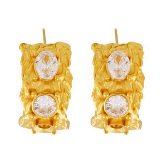 Dansk Copenhagen Femme, Accessoires, Jaune, Taille: ONE Size Joy Waterproof Chunky CZ Hoop