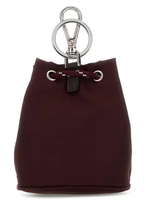 Prada Mens Burgundy Fabric Key Ring Bordeaux Portachiavi Keychains