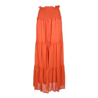 Dondup Langer Chiffonrock mit Seitenschlitz - - Skirts - Damen - Orange - S