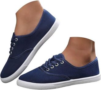 Generic Chaussures basses &agrave; enfiler pour femme - Baskets tendance en toile d&eacute;contract&eacute;es pour femme - Confortables - Respirantes - Semelle int&eacute;rieure rembourr