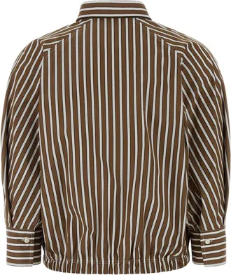 Brunello Cucinelli Striped Poplin Shirt - Brown