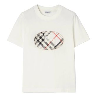 Burberry T-shirt col rond avec sceau de chevalier - Femme - Tops - Blanc - Taille: 40 FR