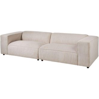 Massivmoebel24 Sofa 3-Sitzer 286x103x69 Cord elfenbein valencia