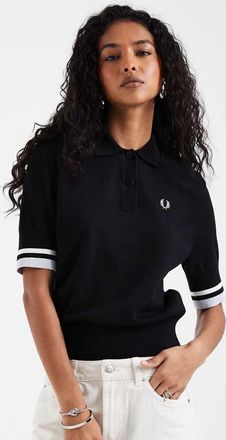 Fred Perry Polo en maille &agrave; liser&eacute;s contrastants - Noir