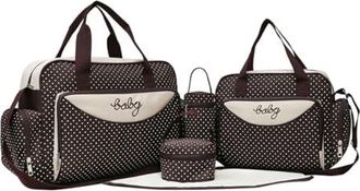 Generic Paquet pour B&eacute;b&eacute; pour Femmes Grand Sac Fourre-tout Multifonction 5 Pi&egrave;ces Couleur Caf&eacute; Imprim&eacute; &agrave; Pois L&eacute;ger et Ultra-capacit&eacute; avec Bandouli&egrave;re pour Ma