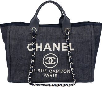 Chanel Crossbody Bags - Chanel Bleu Cotton Deauville Handbag - Gr. unisize - in Blau - f&uuml;r Damen