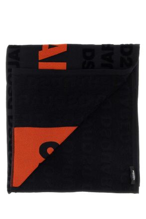 Dsquared2 Mens Black Cotton Beach Towel Blackorange Exterior: Extra-Accessori Accessory