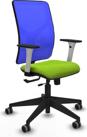 Piqueras y Crespo Einfacher Schreibtischstuhl mit wei&szlig;en und schwarzen Armlehnen, h&ouml;henverstellbare Lendenwirbelst&uuml;tze, ausgestattet mit Syncro/Traslack und Schneidesch