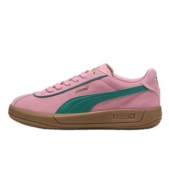 Puma Club Klassika Sneaker f&uuml;r Damen, Leder, niedrig geschnitten (Gr&uuml;n/Pink)