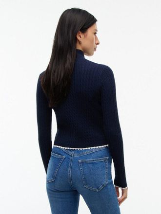 Tommy Jeans Strickjacke TJW MICRO CABLE ZIPTHRU SWTR EXT mit Zopfmuster und Stehkragen