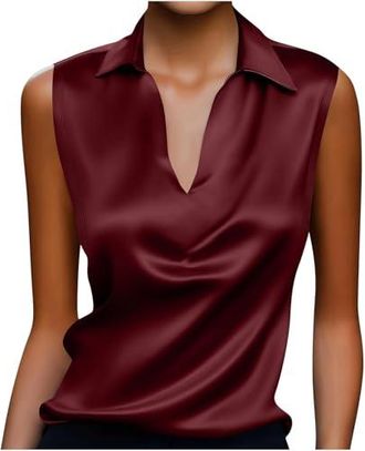 Generic Debardeur Femme Chic et &eacute;l&eacute;gant Stain Chemisier sans Manche D&eacute;bardeur Top Ete Haut Chic et Elegant Fluide Ample Caraco Vetement Femme Tee Shirt sans M