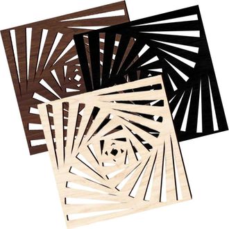 Garneck 3 Stück Teiliges Holz Wanddekor Geometrische Hohl Gestaltete Wandkunst aus Ahorn Walnuss Schwarzem Holz Einfache Montage Vielseitig für Wohnzimmer Bür