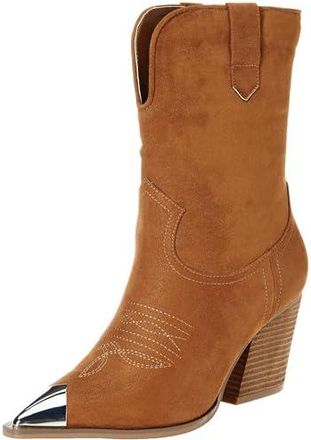 The Drop Womens Bottes de cowboy à talons Sandra, Cognac, 39