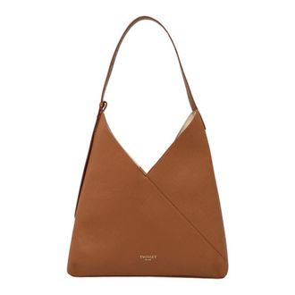 Twinset Femme, Sacs, Brun, Taille: ONE Size Sac &agrave; main en cuir marron avec fermeture magn&eacute;tique