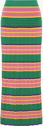 Kujten Jupe longue rayée soie & cachemire - Jupe Dinga Stripes