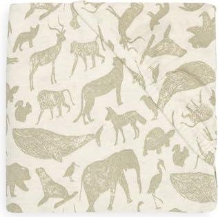 Jollein Drap-Housse en Jersey - Animals, Vert Olive - 70 x 140 cm - 100% Coton - Imprimé Animal, Vert Olive