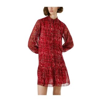 Pepe Jeans London Boho Blumenkleid mit R&uuml;schen - - Dresses - Damen - Rot - XS