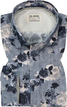 Fil Noir Herren Hemd blau Baumwolle