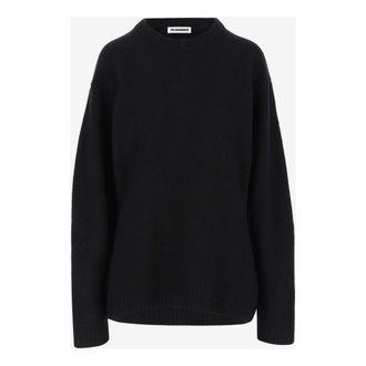 Jil Sander Schwarzer Wollpullover mit Rundhalsausschnitt - - Knitwear - Damen - Schwarzk - S