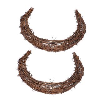 Cabilock 2stücke Mondförmiger Kranzrahmen Aus Naturrattan DIY-bastelmaterial Für Festliche Wanddekoration Unbeh