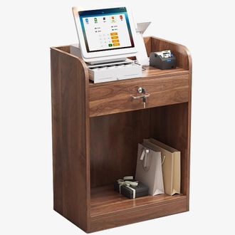 Generic Kleiner Rezeption-Schreibtisch mit Schublade und Schl&uuml;ssel, braun, f&uuml;r Sch&ouml;nheitssalon, Vordertheke, B&uuml;rom&ouml;bel, eleganter Empfangstisch f&uuml;r profession