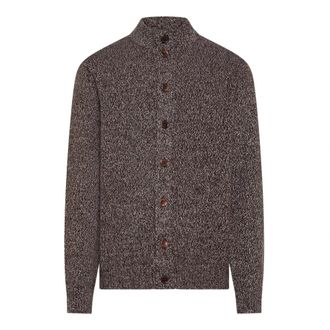 Seventy Lupo Bottoni Moulin&eacute;e Strickjacke mit hohem Kragen - - Knitwear - Herren - Braun - L