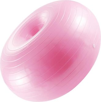 Cabilock Aufblasbarer Donut Yoga Ball aus PVC Dicke Anti Burst Fitness hilfskugel mit Luftpumpe für Balance Pilates Heimtraining in Rosa