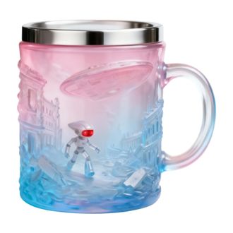 Generico Teetasse - Dreidimensionale Alien-Relief-Getr&auml;nke-Tasse, kreativer Wasserbeh&auml;lter mit Edelstahlrand, k&uuml;nstlerischer Getr&auml;nkebeh&auml;lter, Standfu&szlig;
