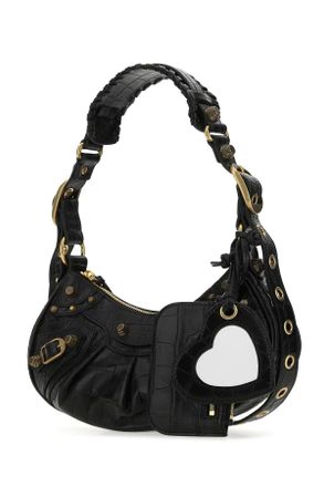 Balenciaga Womens Black Leather Le Cagole Xs Shoulder Bag 1000 Borse A Mano