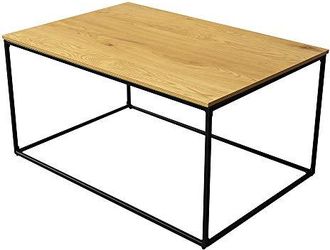 Selsey Seaford - Couchtisch/Beistelltisch in Eiche/Schwarz mit Metallgestell, rechteckig 90 x 60 cm
