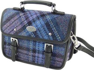 Glen Appin Harris Bervie Mini sacoche en tweed avec bandoulière réglable et amovible, 143 Tartan bleu et violet