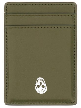 Alexander McQueen Skull Magnetic Card Case - Brown