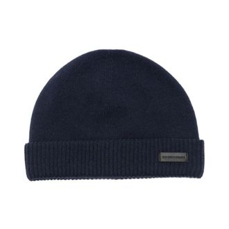 Emporio Armani Blauer Kaschmir Strickm&uuml;tze - - Accessories - Herren - Blau - M