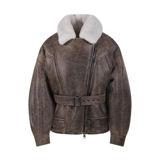 BLANCHA Vintage Straight Merino Shearling Jacket - - Jackets - Damen - Braun - S