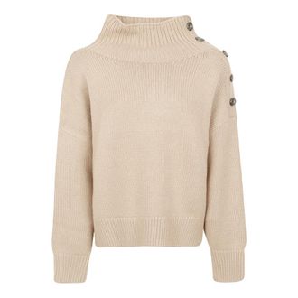Yves Salomon Pullover mit hohem Kragen und Knopfdetails - - Knitwear - Damen - Beige - S