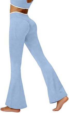 Generic Legging de yoga avec design contrast&eacute;, jambes &eacute;vas&eacute;es et taille pour femme, extensible, confortable et sportif. Pantalon de fitness pour femme 7/8, bl