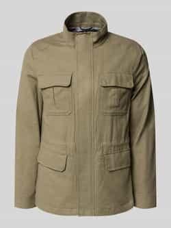 Geox Regular Fit Jacke aus Leinen-Mix mit Stehkragen