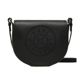 Karl Lagerfeld Circle Saddle Perforated Crossbody Bag - - Bags - Damen - Schwarzk - ONE SIZE