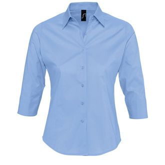 SOLS Damen Effect Bluse / Arbeitsbluse, 3/4-&Auml;rmel (Himmelblau)