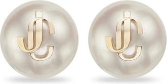 Jimmy Choo London Femme, Accessoires, Blanc, Taille: ONE Size Détail Perle Fermoir Boucles doreilles