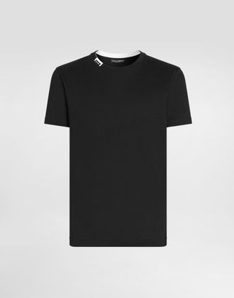 Dolce & Gabbana T-shirt Aus Jersey - Mann T-shirts Und Polos Blau Baumwolle 50