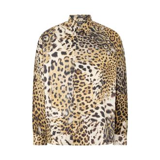 Roberto Cavalli Seidenhemd mit Leopardenmuster - - Shirts - Herren - Braun - 2XL