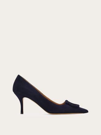 Ferragamo Damen Pumps mit Maxi Gancini Blau Gr&ouml;&szlig;e 36.5