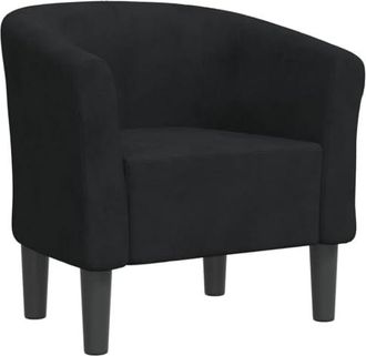 vidaXL Fauteuil Cabriolet, Chaise avec Accoudoirs, Canapé avec Dossier, Siège Rembourré, Meuble de Salon Chambre Bureau, Noir Velours