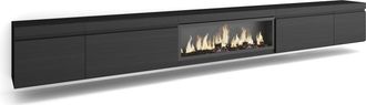 Skraut Home | TV-Schrank, Lowboard | f&uuml;r Wohnzimmer und Esszimmer | 368x45x35 | Elektrokamin XXL | H&auml;ngend | Moderner Stil | Schwarz