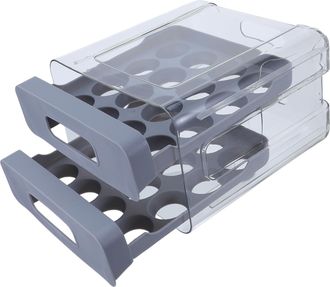 Cabilock Transparenter Eierbeh&auml;lter K&uuml;hlschrank mit F&auml;chern rutschfeste Schublade Stapelbarer Kunststoff-eierhalter f&uuml;r K&uuml;che und Picknick Praktischer Organize